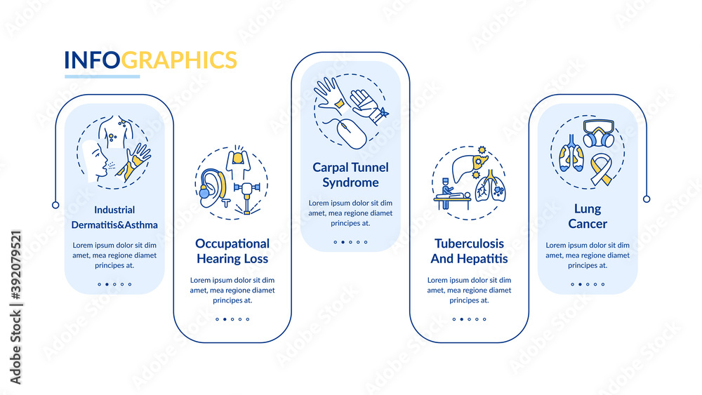 Occupational sickness vector infographic template. Carpal tunnel ...