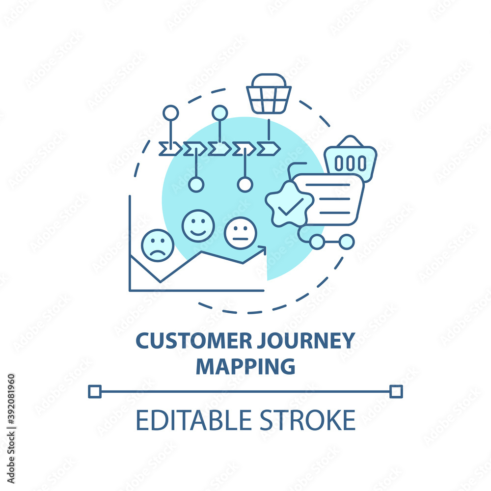 Customer journey mapping concept icon. Digital consulting idea thin ...