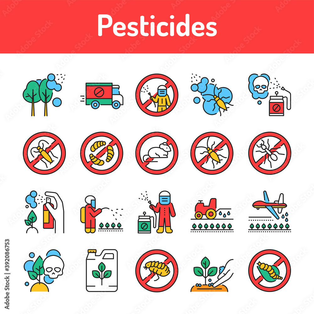 No pests color line icons set. Pictograms for web page, mobile app ...