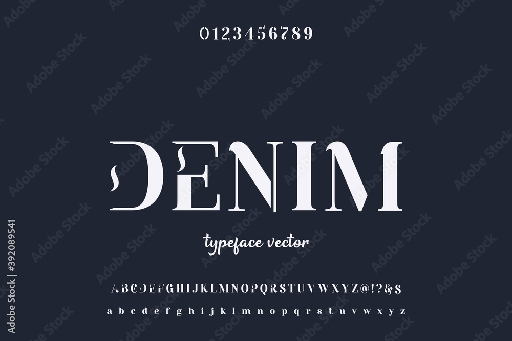 classic lettering, alphabet font, white and blue style background ...