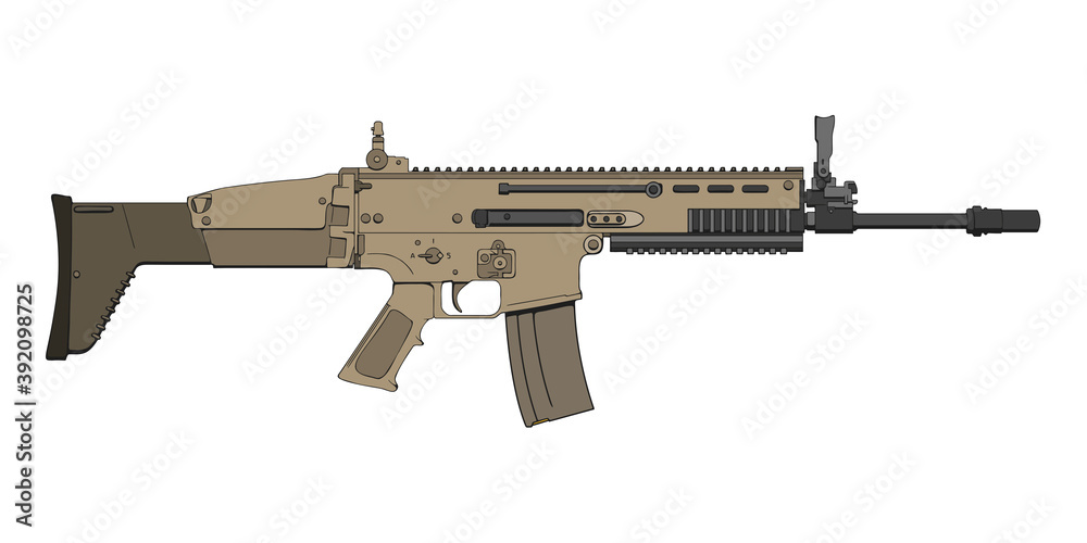Assault rifle SCAR. Vector Illustration Stock Vector | Adobe Stock