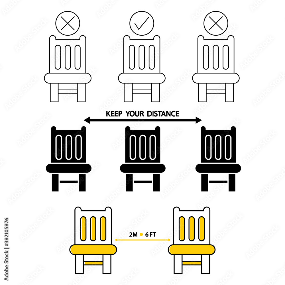 Do not sit here. Forbidden seating, icon. Signage for restaurants and ...