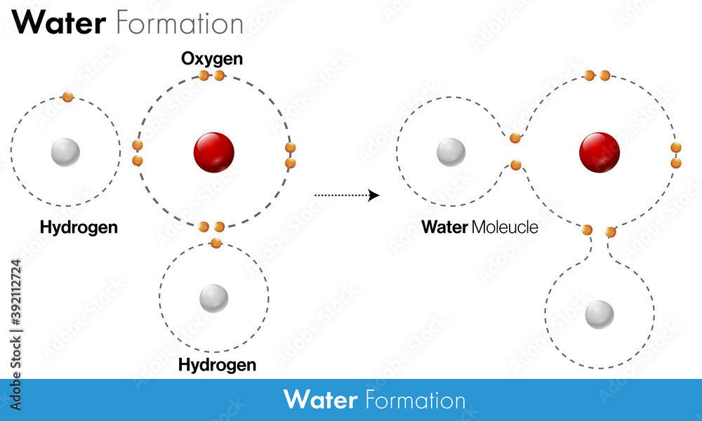 Chemical Formation of water from oxygen and hydrogen vector design ...