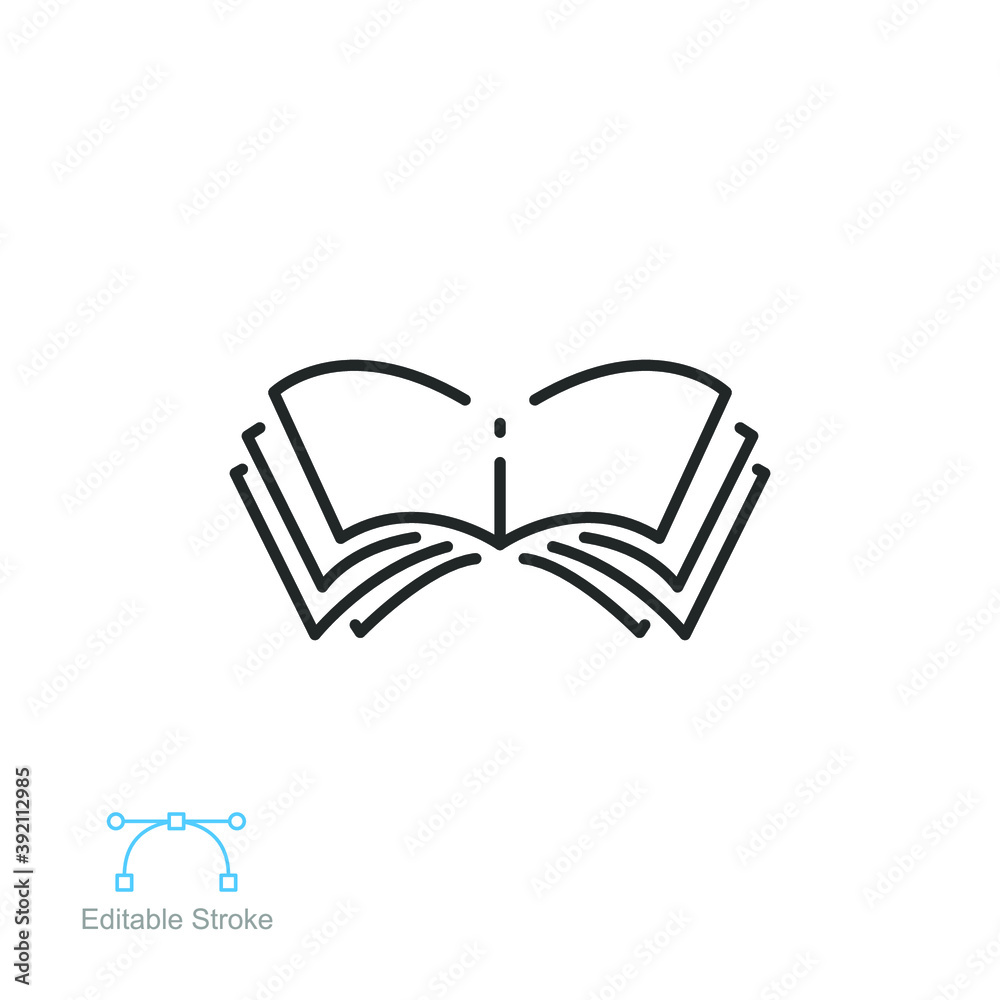 Open book line icon. E-book, cover digital magazine, dictionary ...