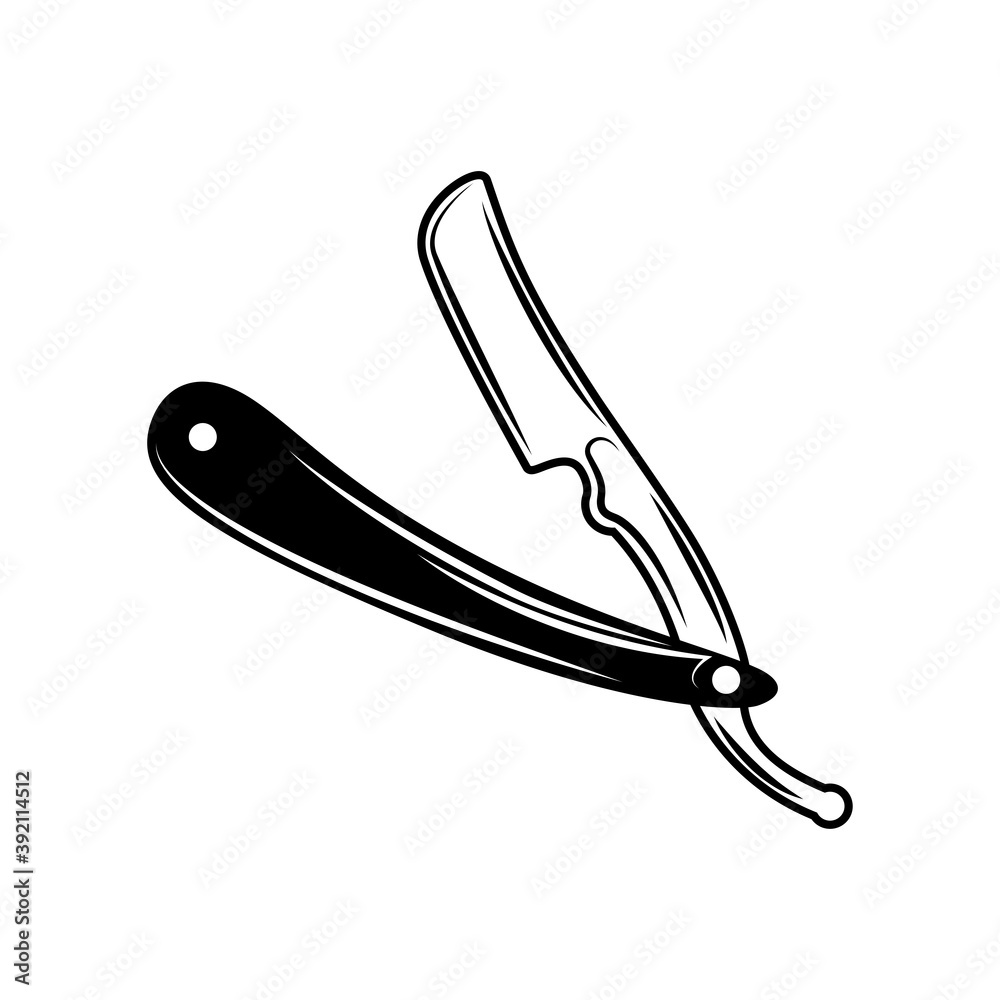 Cut-out silhouette of a straight razor. Straight razor, sharp razor ...