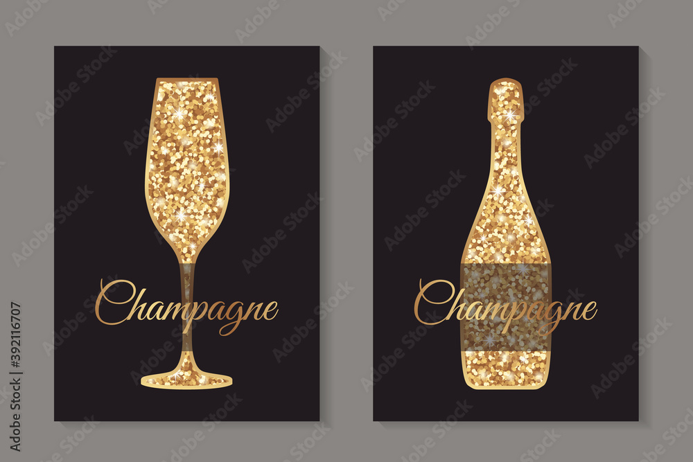 Modern abstract luxury card templates for champagne tasting invitation ...