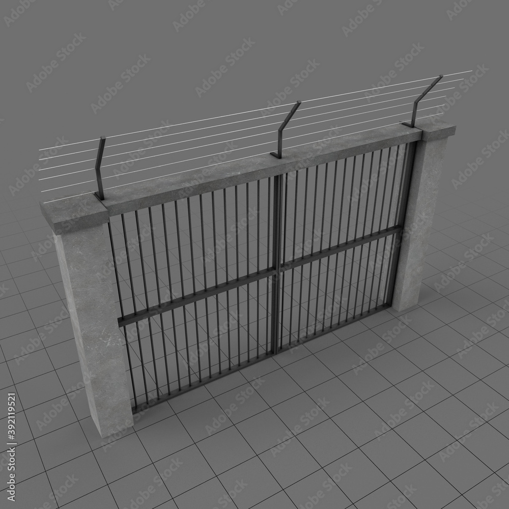 Closed prison gate Stock 3D asset | Adobe Stock