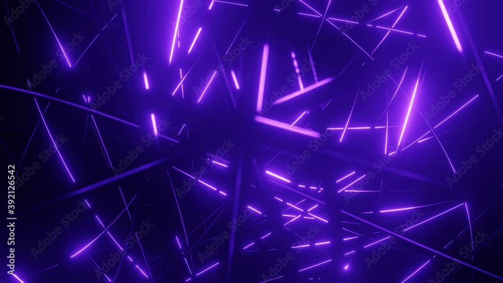 intersection of wire with purple neon glow on faces smoothly move in ...