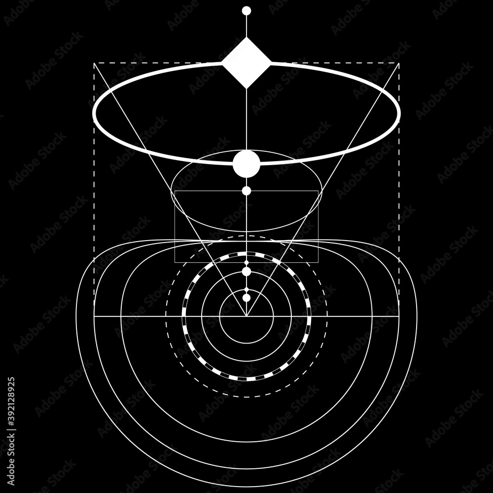 Black and white sacred geometry design for apparel. Mystical tattoo ...