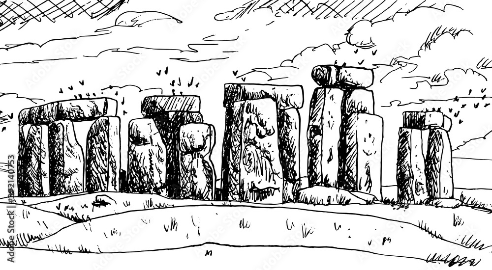 Monolithic stones arranged in a circle shape forming the Stonehenge ...