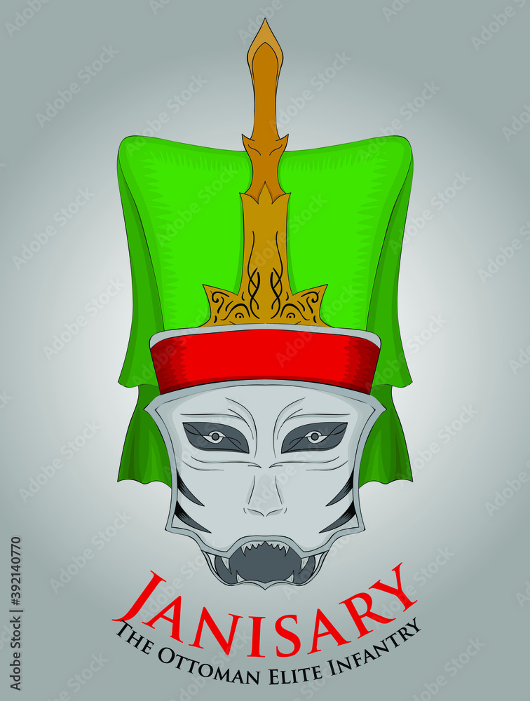 Illustration or vector a Janissary (Janizary), the ottoman turkey elite ...