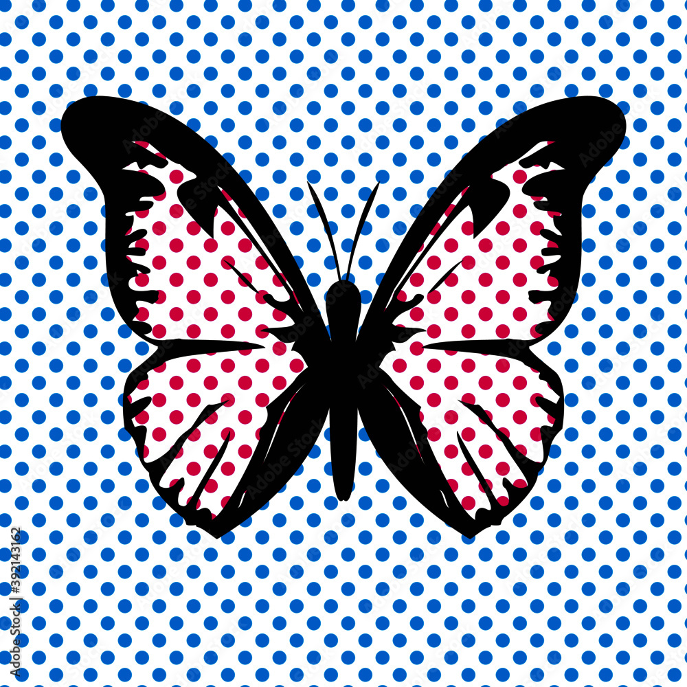 Vector illustration of a butterfly in pop art style. Pop design for t ...