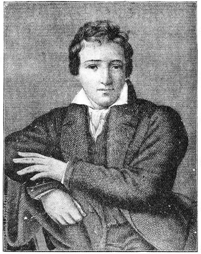 Portrait of Heinrich Heine (young years) - a German poet, writer and ...