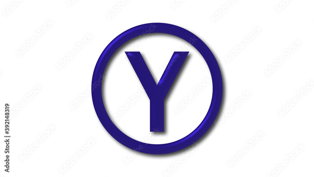 Amazing blue dark shiny Y 3d letter logo icon on white background ...