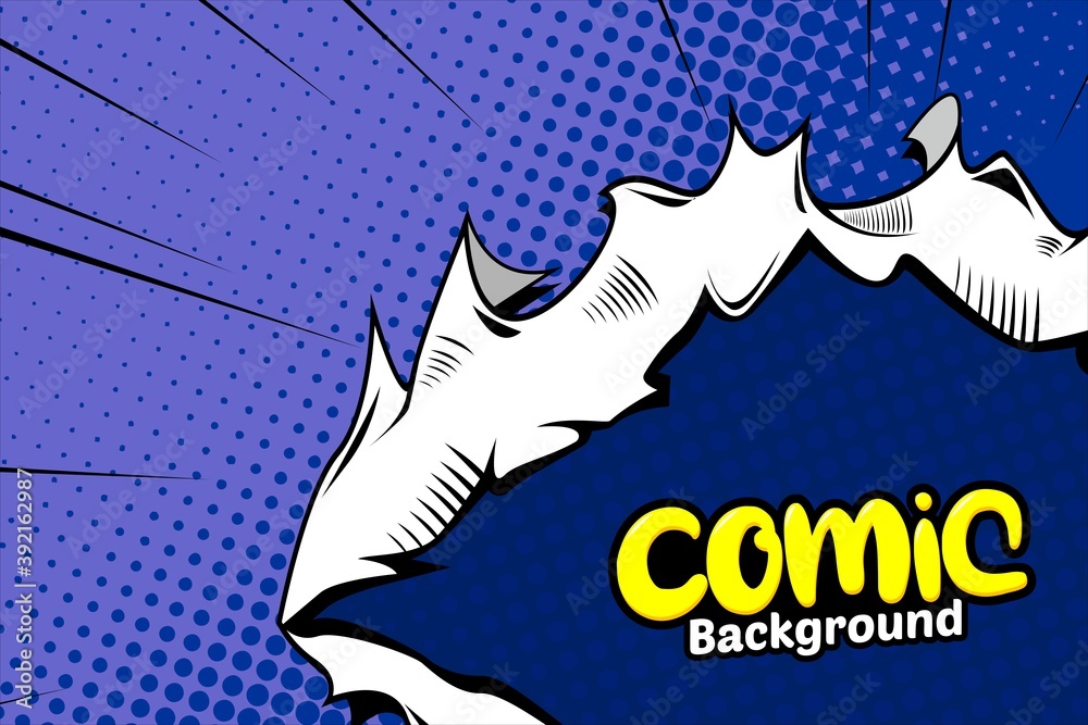 Retro comic background halftone dots, pop art style, with torn paper ...