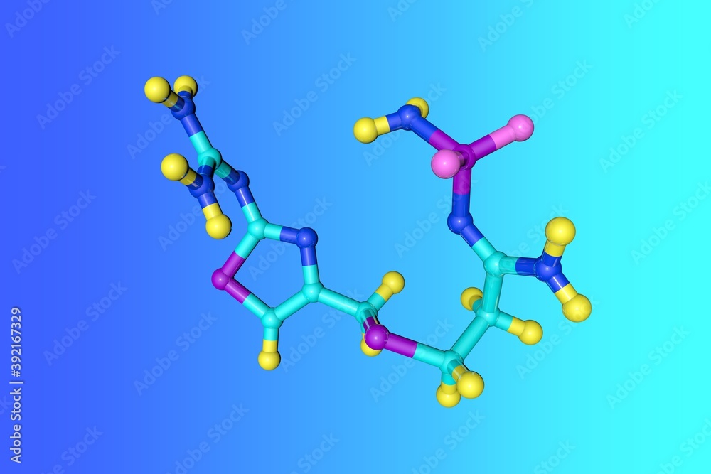 Molecular structure of famotidine or pepcid, a medication that ...