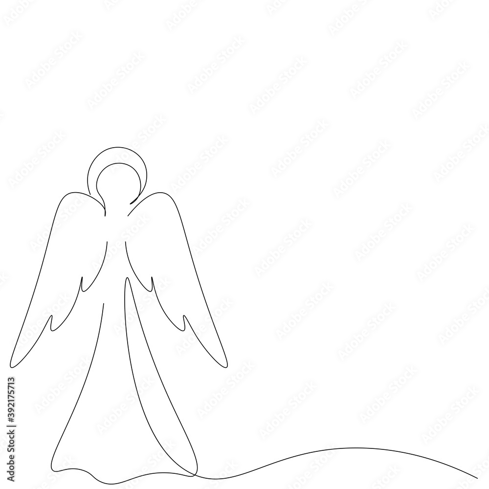 Angel line drawing on white background. Vector illustration Stock ...