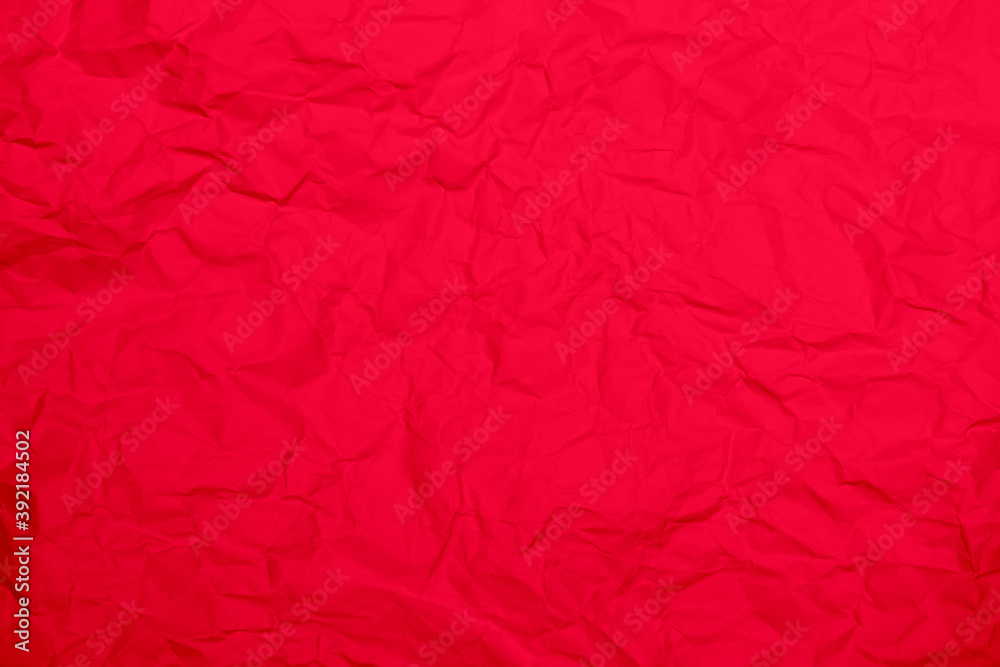 Closeup red crumpled paper texture background. Red wrinkled paper ...
