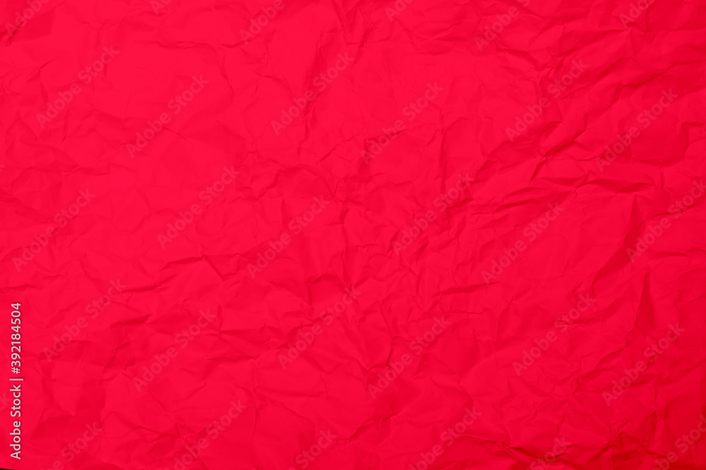 Closeup red crumpled paper texture background. Red wrinkled paper ...