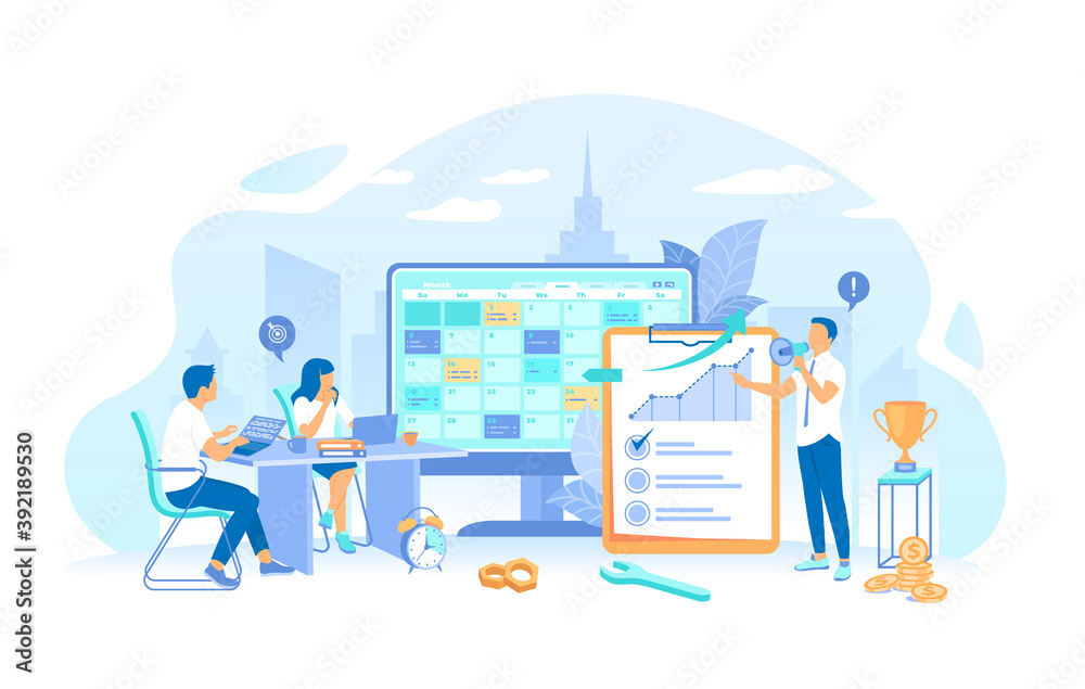 A business team distributed priority tasks for success project. Time ...