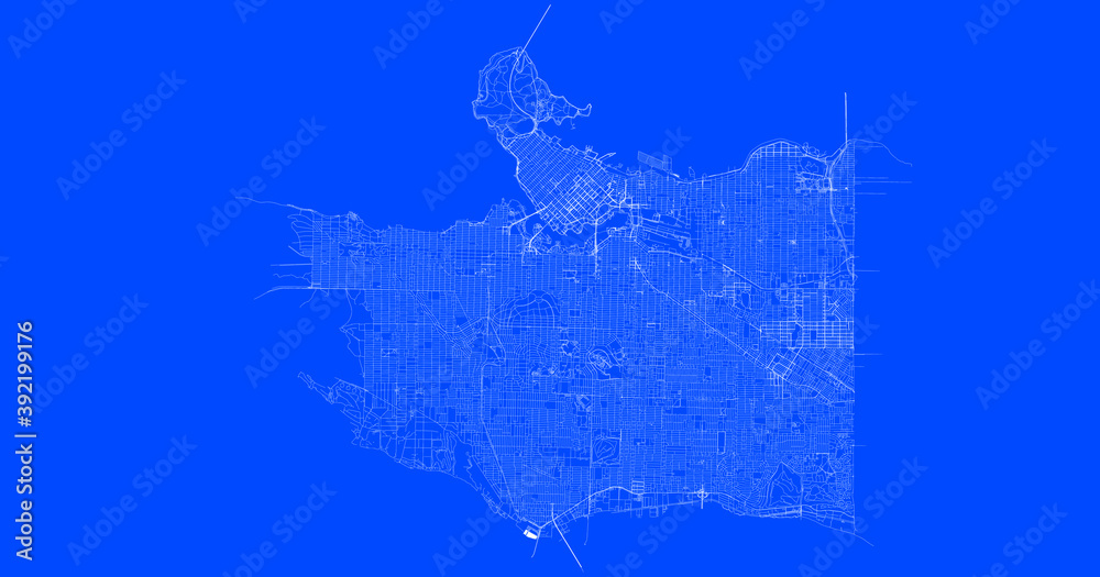 Blueprint of Vancouver city of canada, One Color Map, color change ...