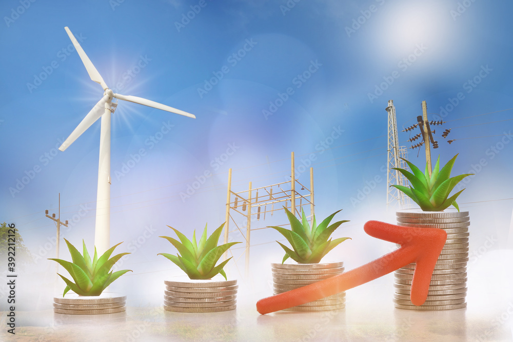 Renewable clean energy investment for sustainability concept and ...