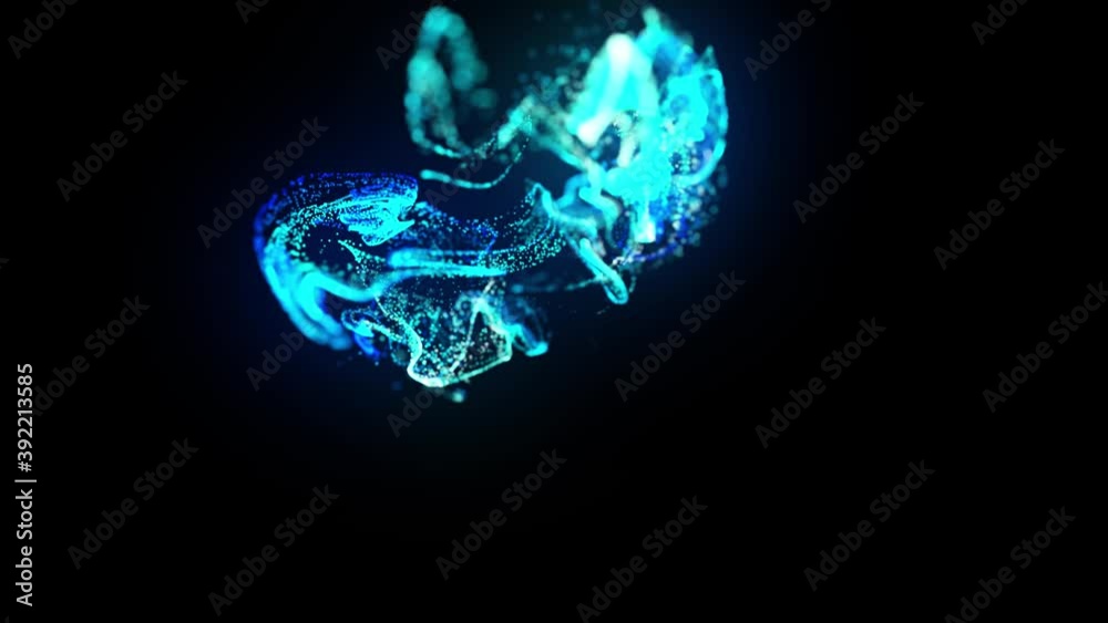 Vidéo Stock injection of fluorescent blue ink in water in 4k. 3d render ...