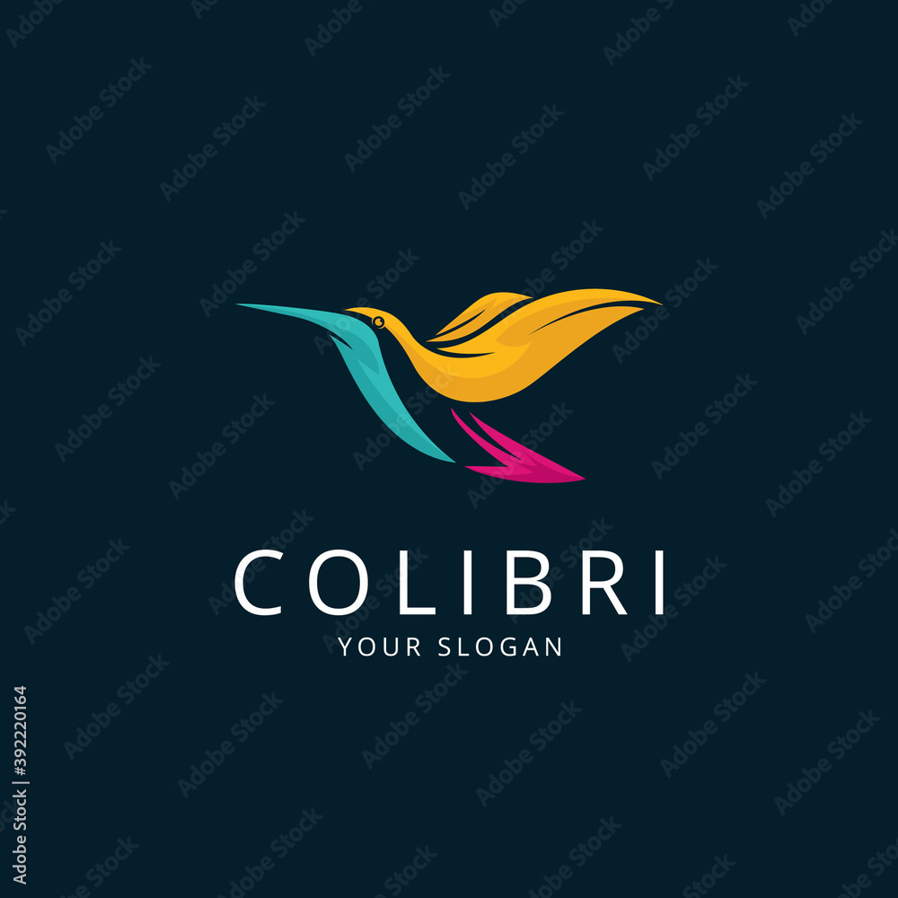 Colorful abstract hummingbird logo template Stock Vector | Adobe Stock