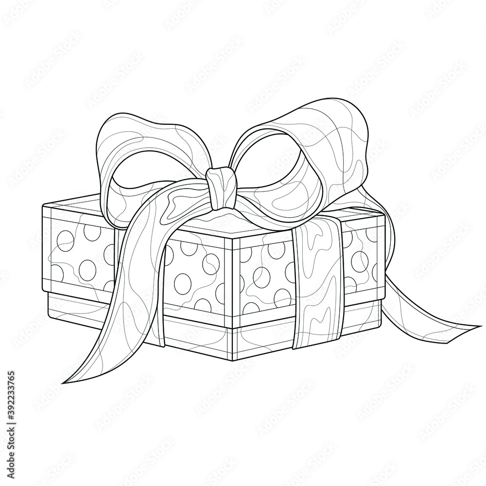 Gift box.Coloring book antistress for children and adults. Illustration ...