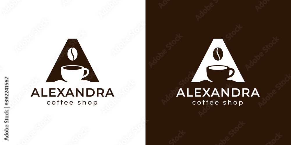 letter A and coffee logo design inspiration Stock Vector | Adobe Stock