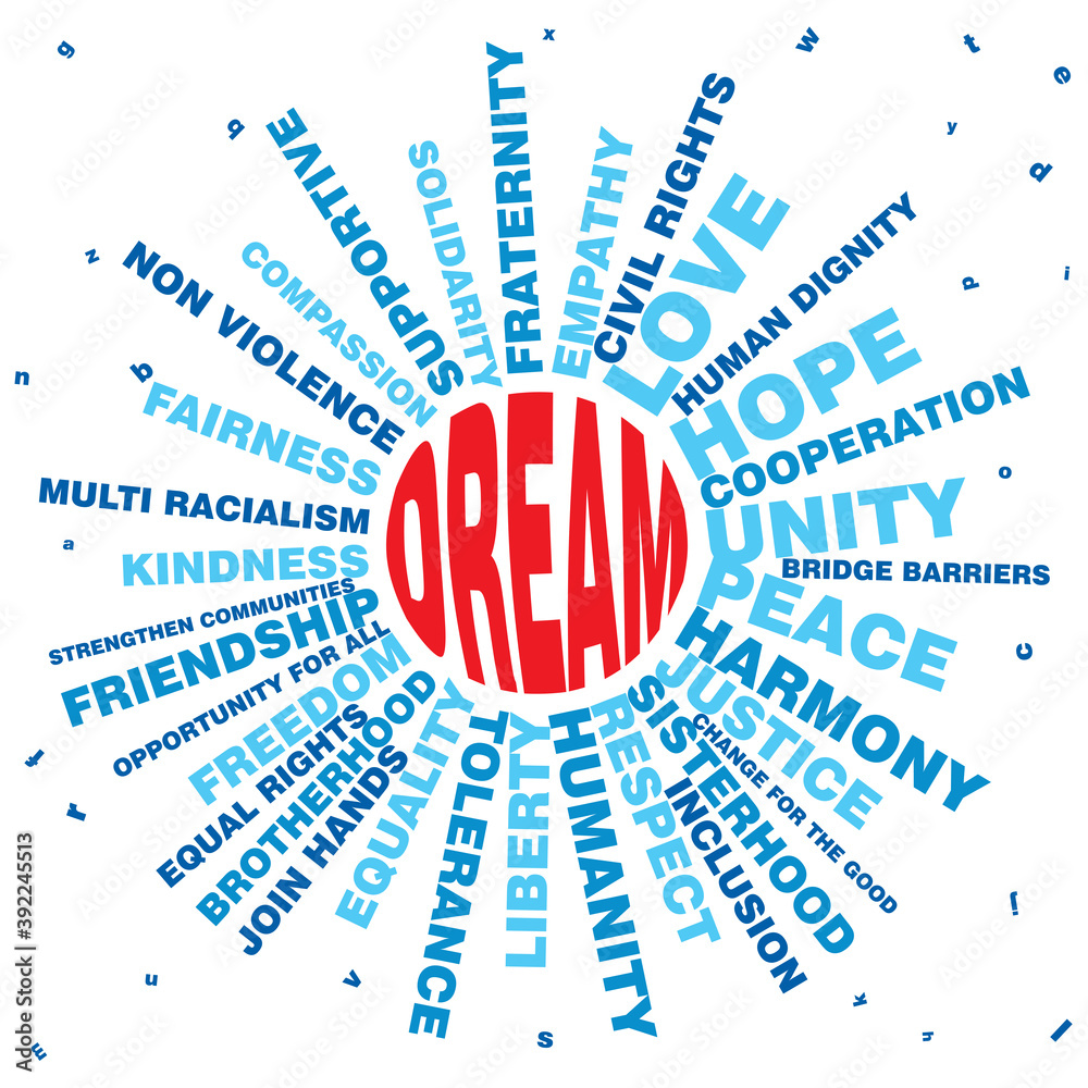 Typography design on the American dream in national flag colors on an ...