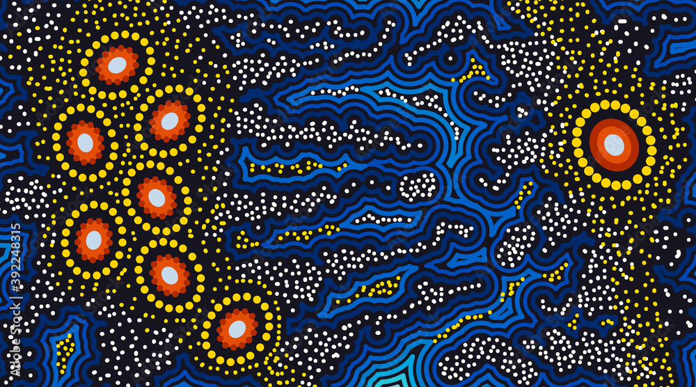 Vector background of aboriginal art dreaming Stock Vector | Adobe Stock