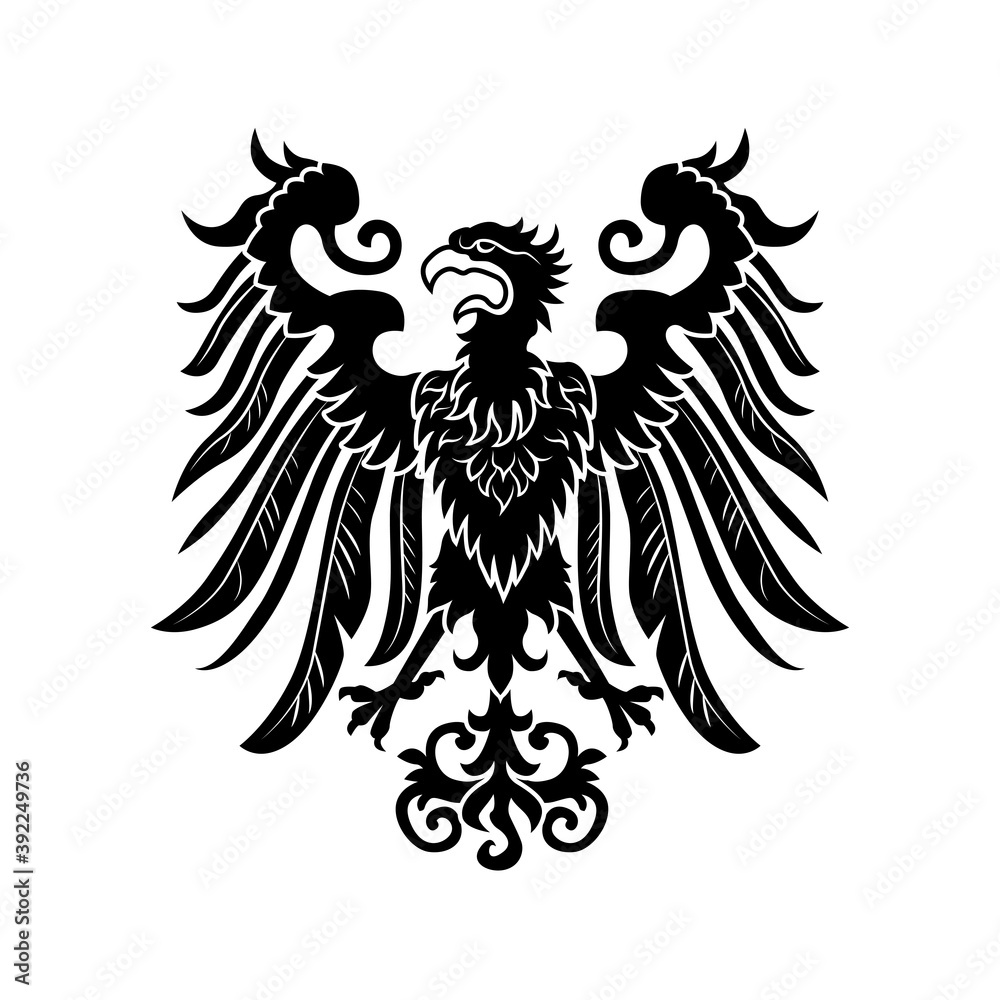 Severe noble heraldic eagle vector illustration. Imperial heraldry ...
