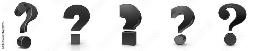 Question marks black 3d interrogation points asking question sign query ...