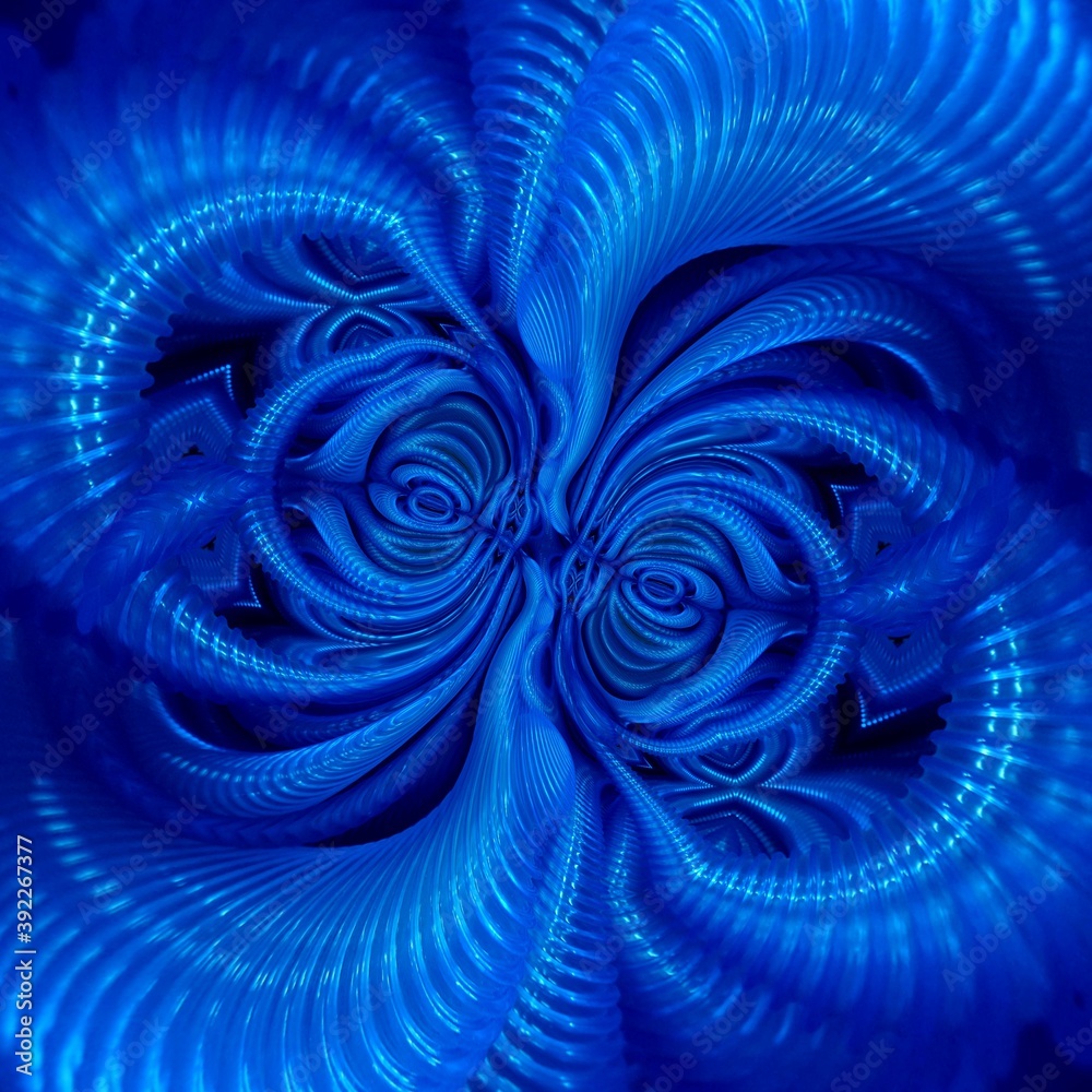 royal blue pvc plastic hose background transformed by reflection to ...