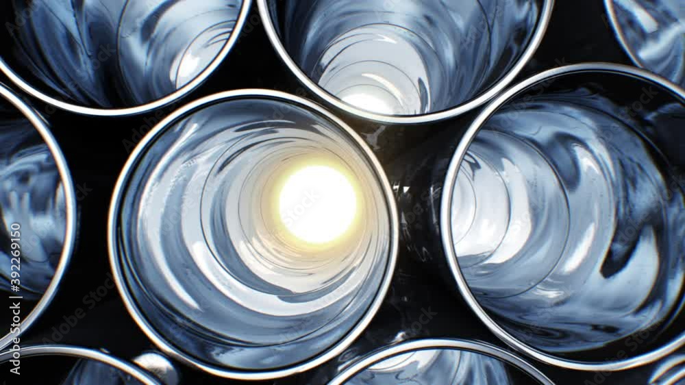 Vidéo Stock Beautiful Metal Pipes in Rows with Reflections and Sun ...