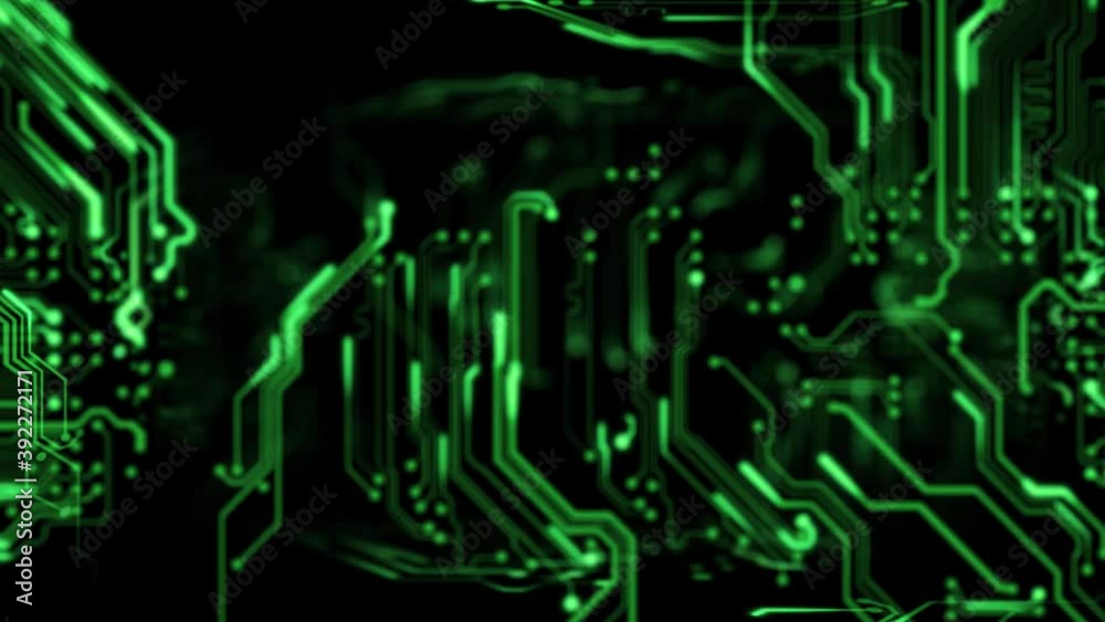 Futuristic motherboard circuit graphic animation background. Printed ...