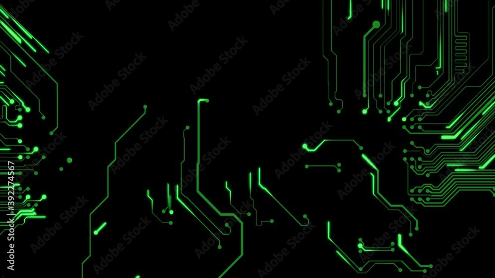 Futuristic motherboard circuit graphic animation background. Printed ...