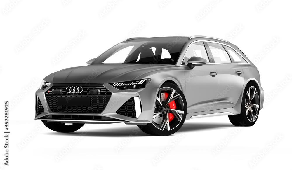 Audi RS6 Avant luxury stylish car isolated on white background. Almaty ...