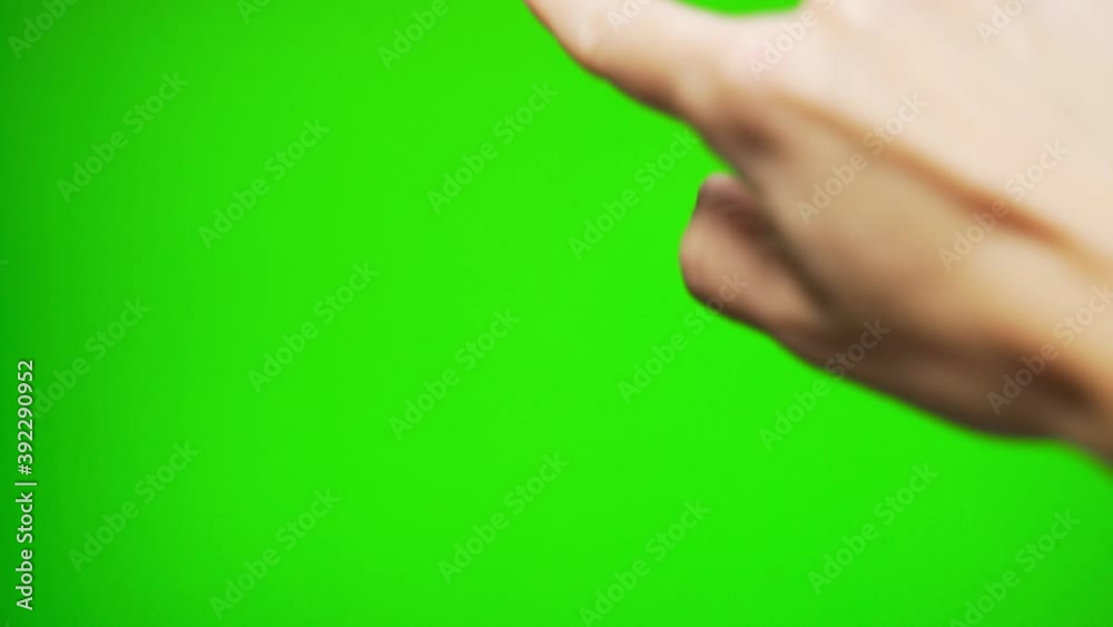 Female Finger Touches Slides Flips Pages on the Green Screen, Chromakey ...