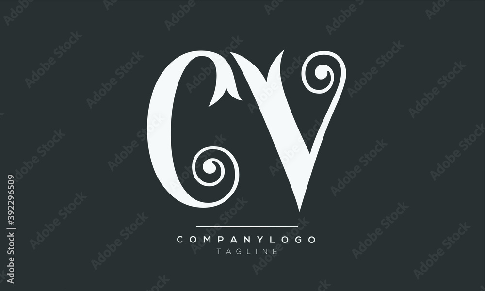CV initials monogram letter text alphabet logo design Stock Vector ...