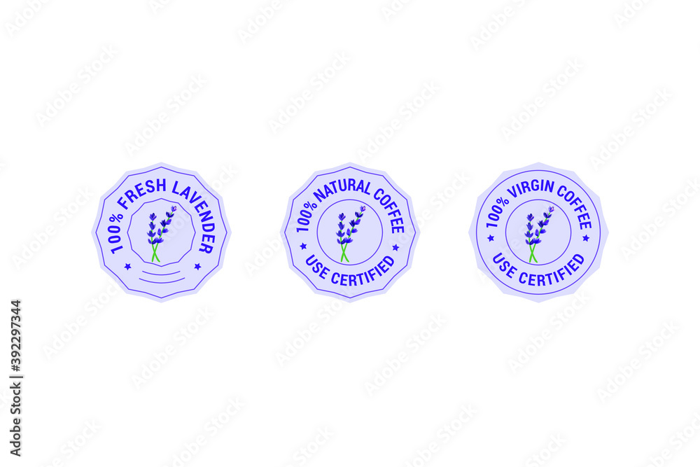 Lavender Stamp Design set. Stamp Logo collection. lavender stamp badge ...