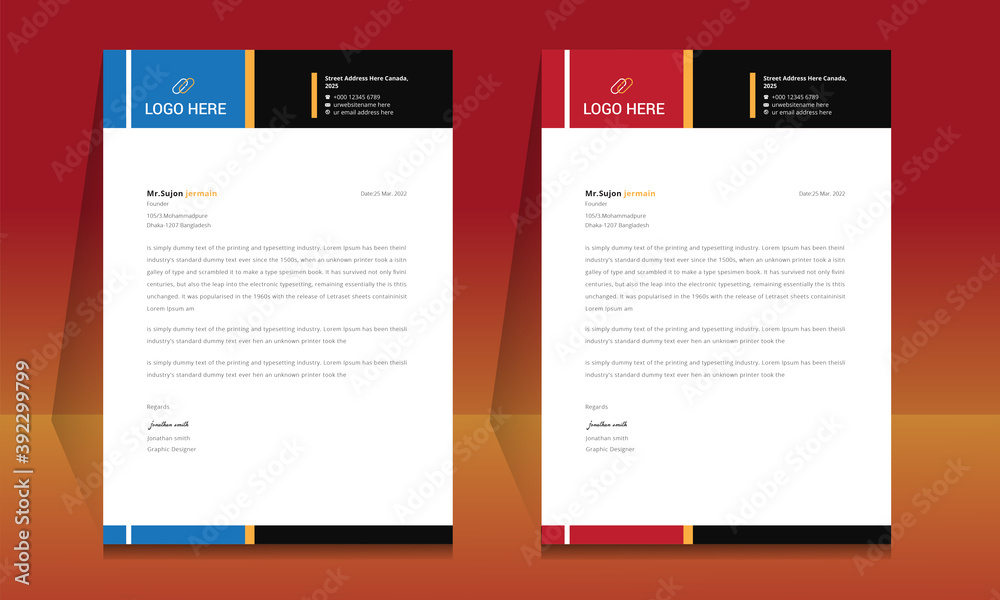 Letterhead format template, business style letterhead design template. Company letterhead ...