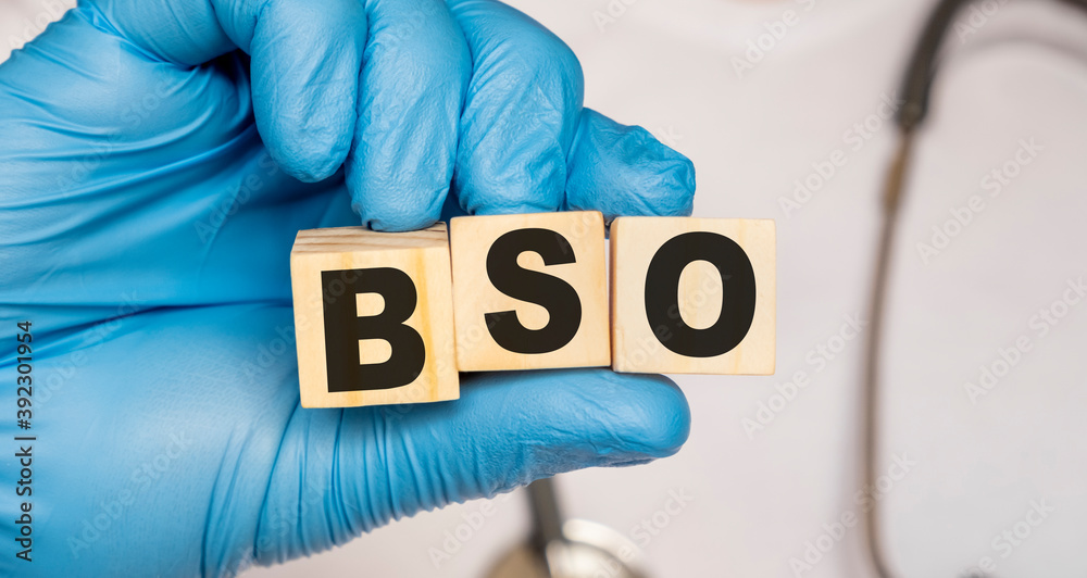 BSO Bilateral salpingo-oophorectomy - word from wooden blocks with ...