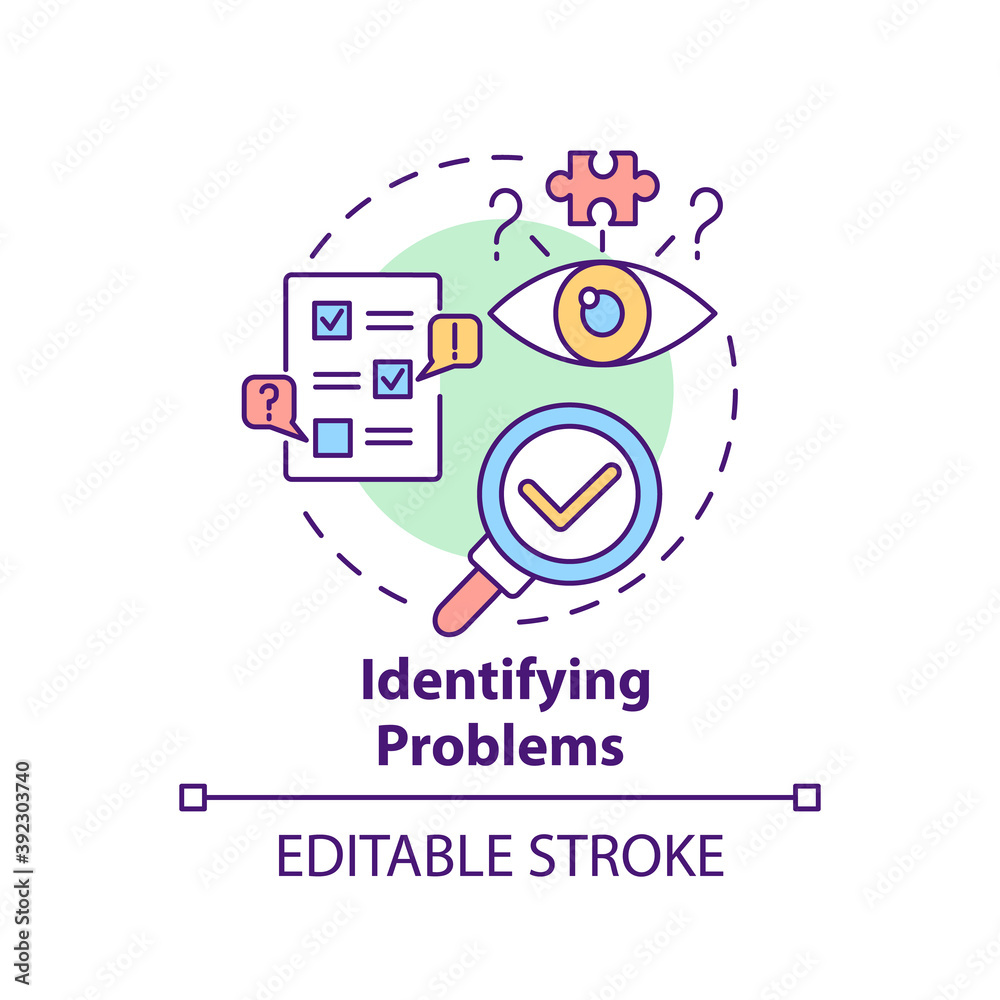 Identifying problems concept icon. Business consulting task idea thin ...
