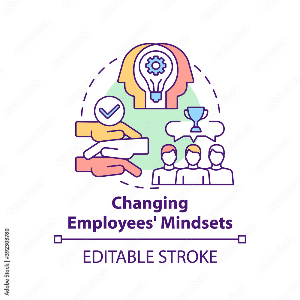 Changing employees mindsets concept icon. Business consulting task idea ...