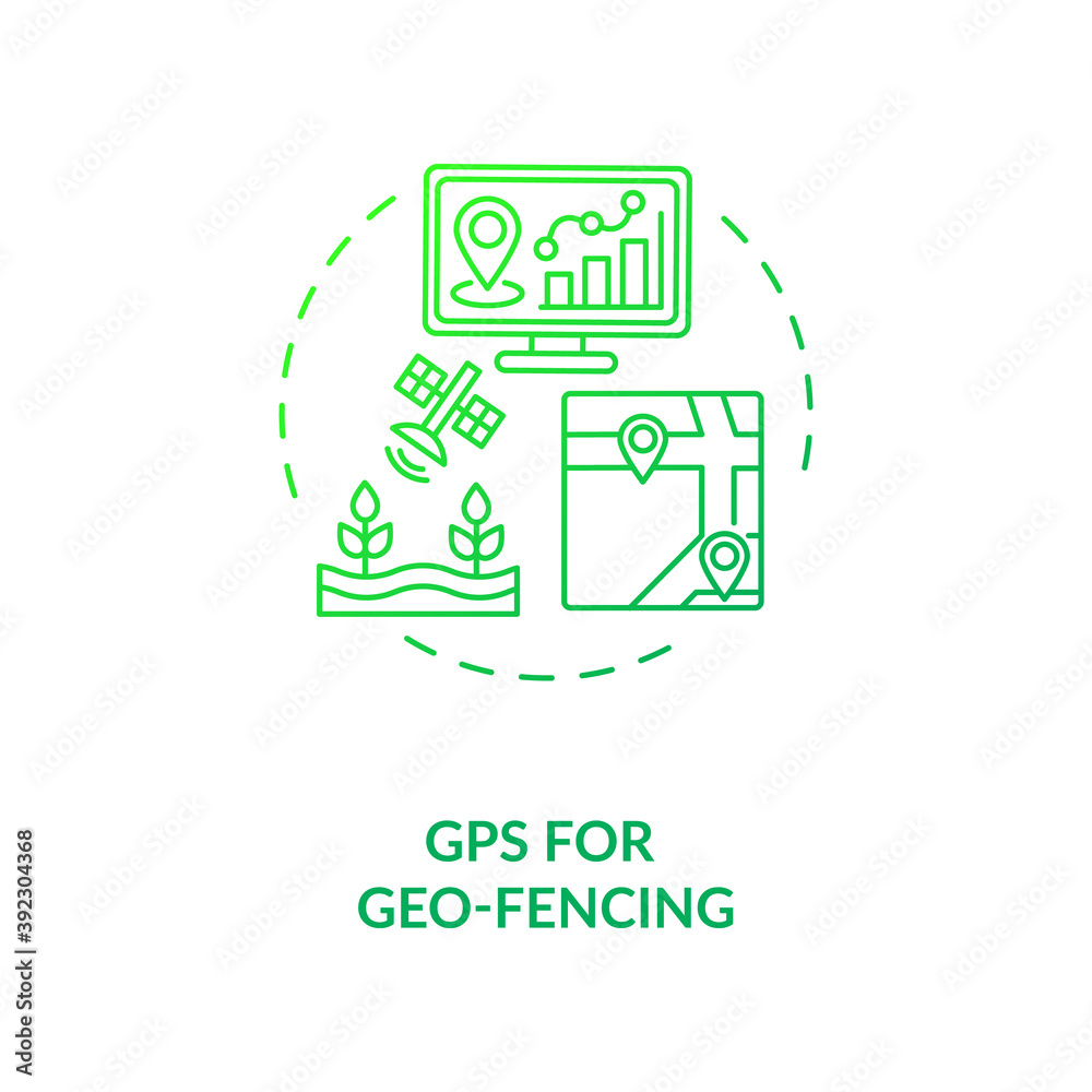GPS for geo fencing concept icon. Information technology in agriculture ...