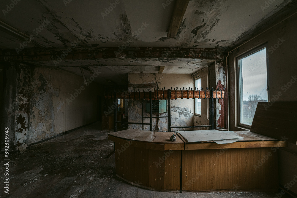 Interior of derelict office building Stock Photo | Adobe Stock