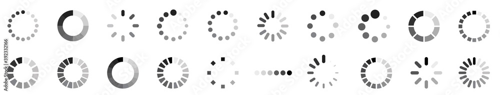 Plakat Loading icon set. load. Circle loader collection. load bar icons ...
