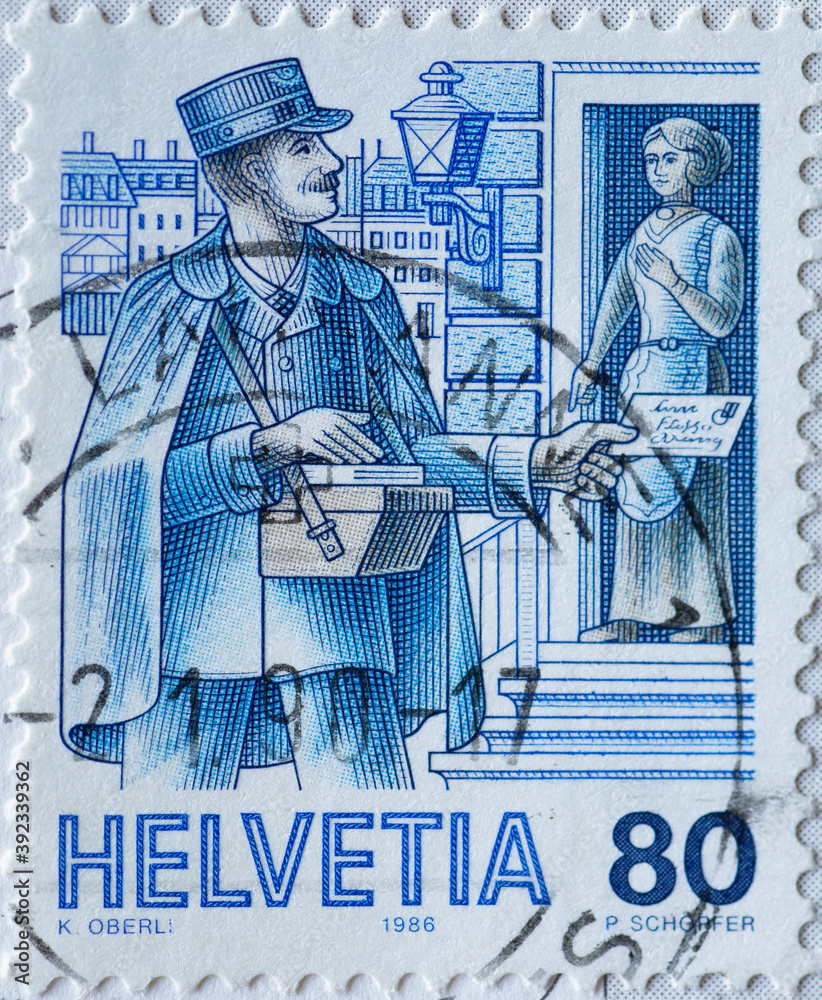 Switzerland - Circa 1986 : a postage stamp printed in the swiss showing ...